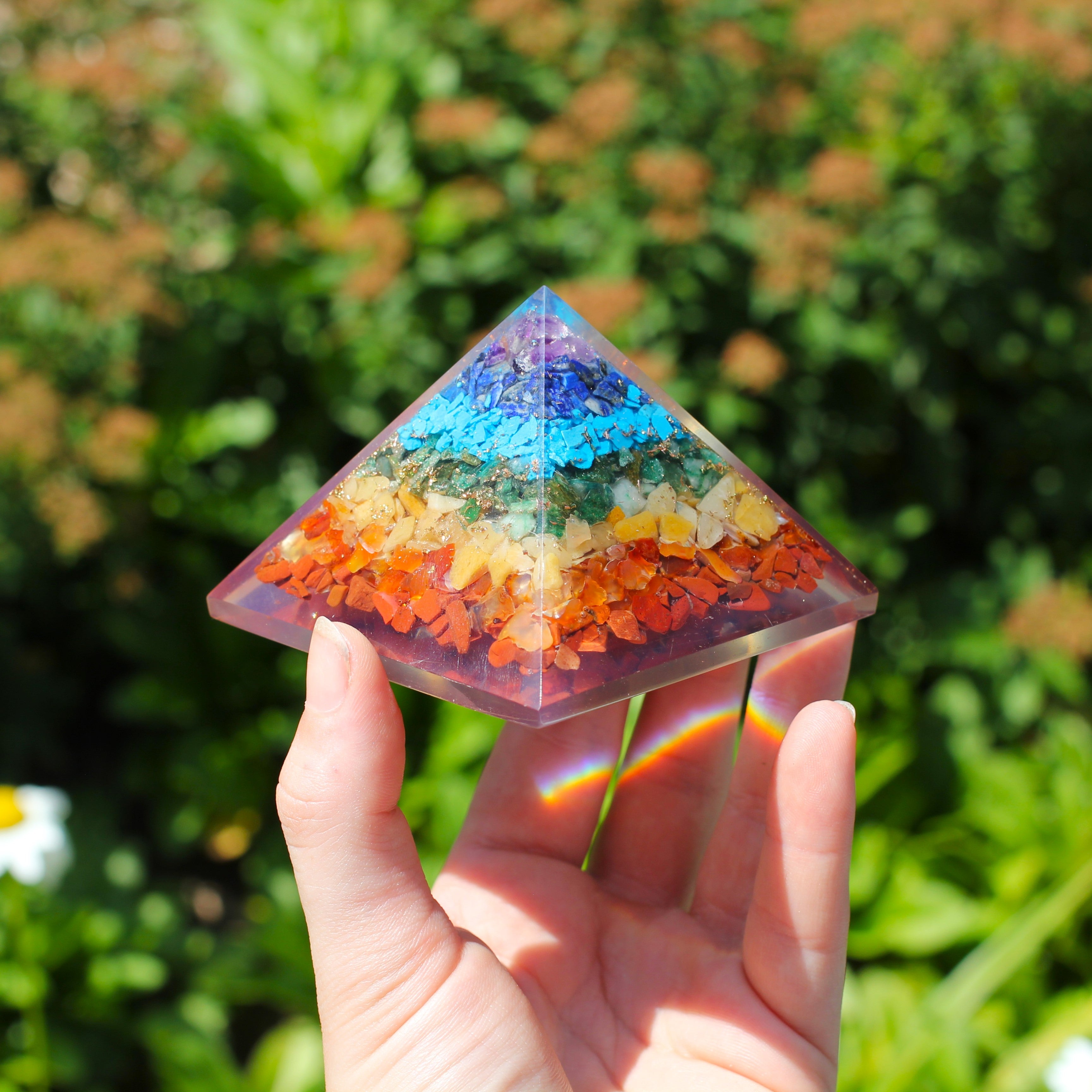 Chakra Orgonite Pyramid – Asheville Gem Mine